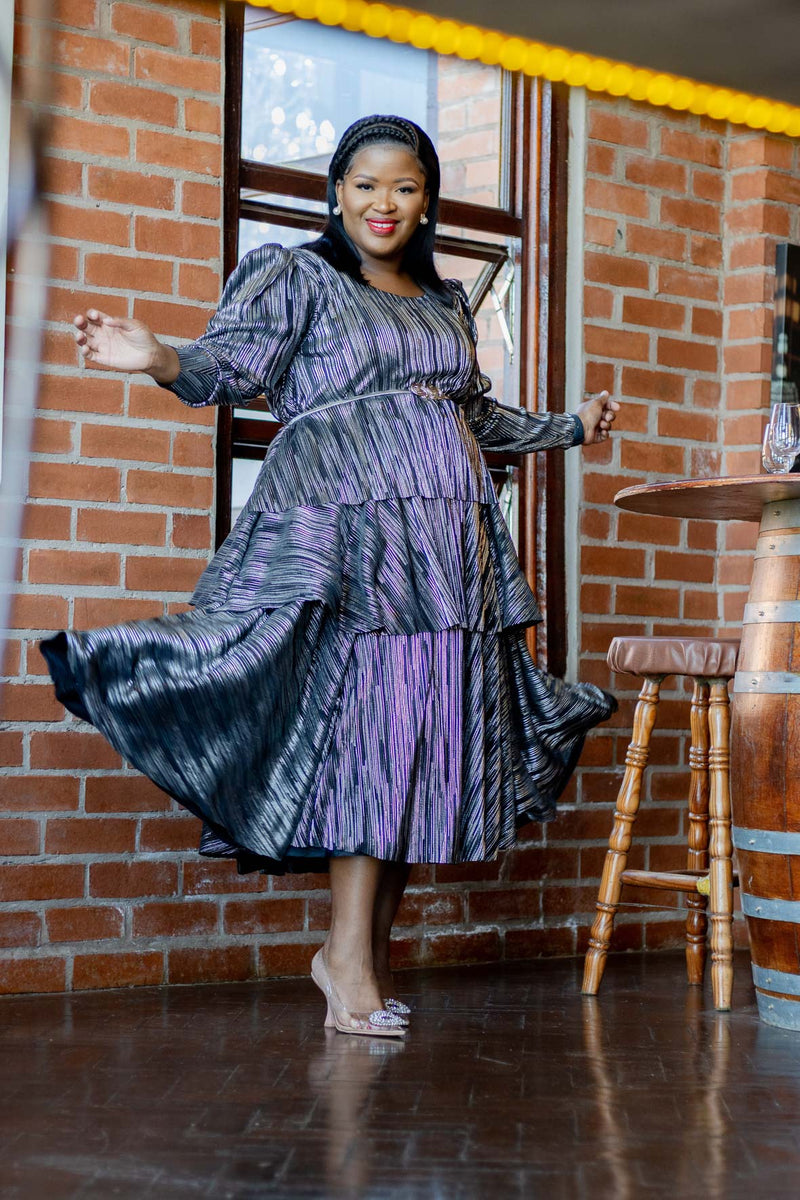 Metallic Three-Layer Dress – QhawekaziStyles