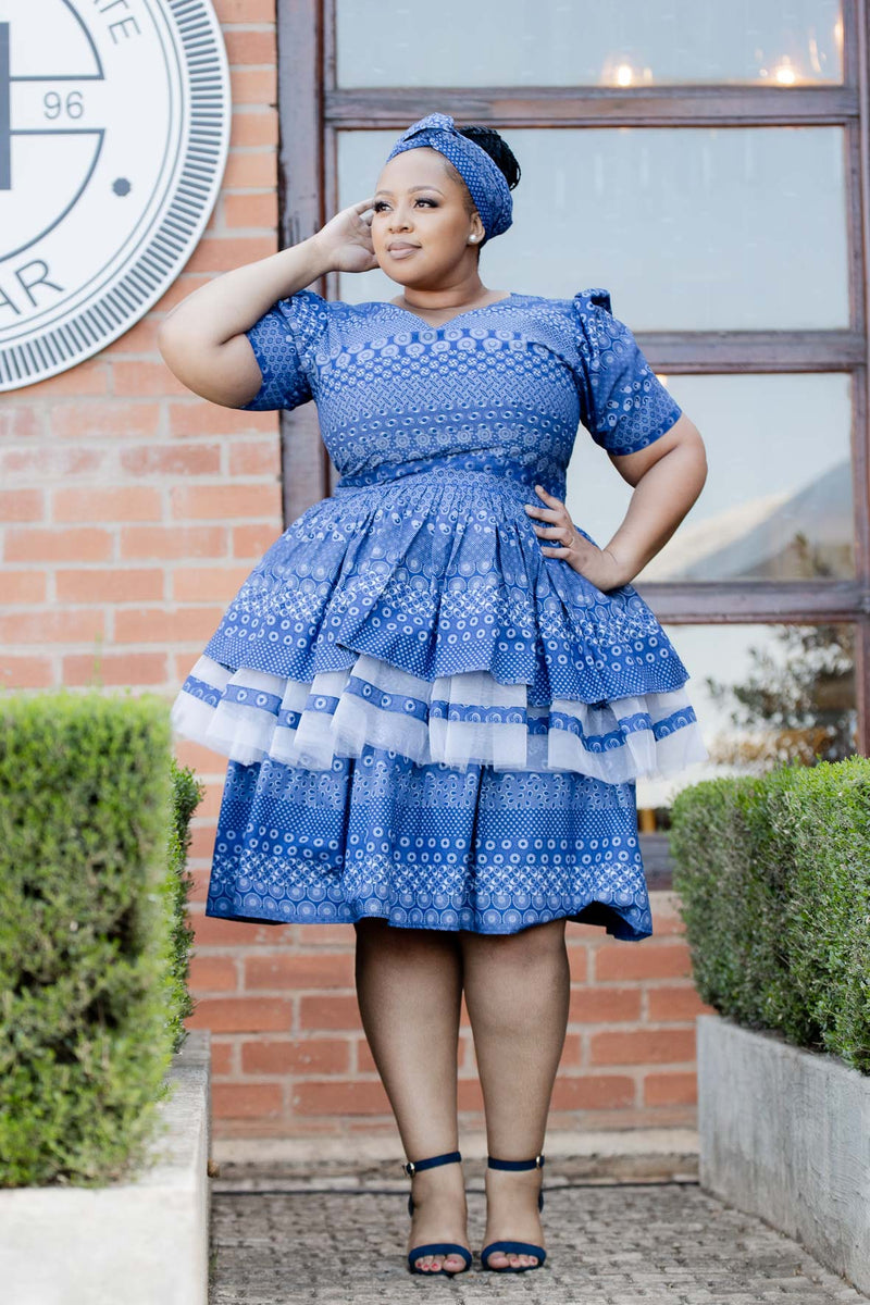 Indigo Shweshwe Dress – QhawekaziStyles
